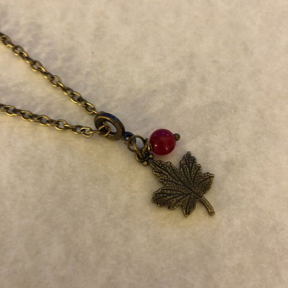 Mystic Art Gems | Jewelry | Brass Maple Leaf With A Genuine Ruby ...